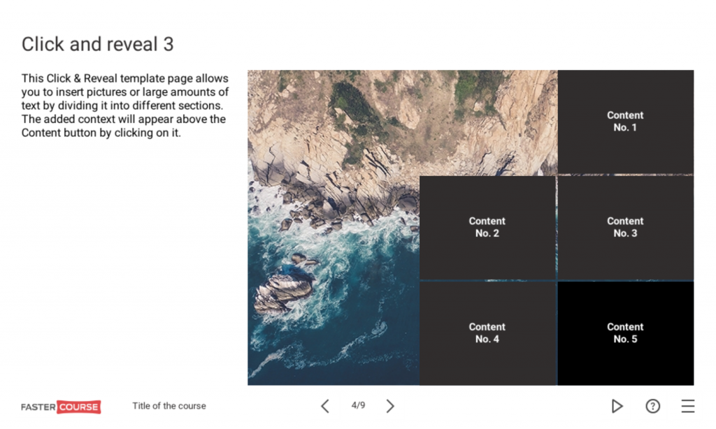 Click and reveal Storyline templates - various elearning layouts