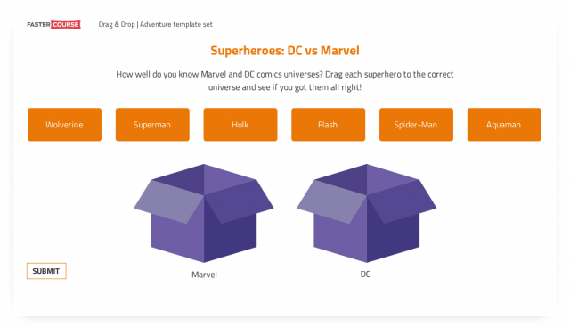 Free Storyline Drag and Drop E-learning template - FasterCourse