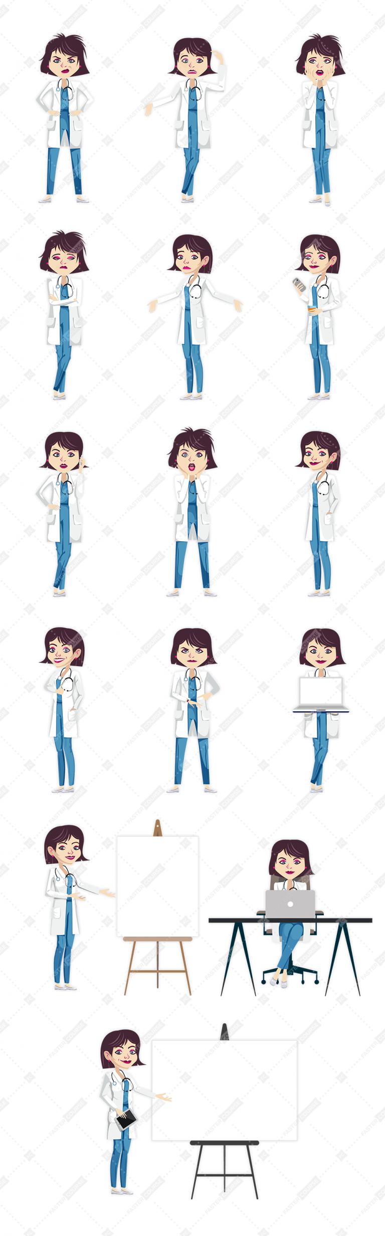 Illustrated Characters for Elearning Projects - Eve Hospital