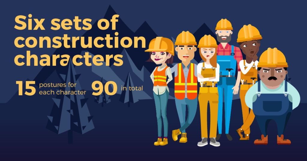 Full character set and Illustrator file - 6 construction worker ...